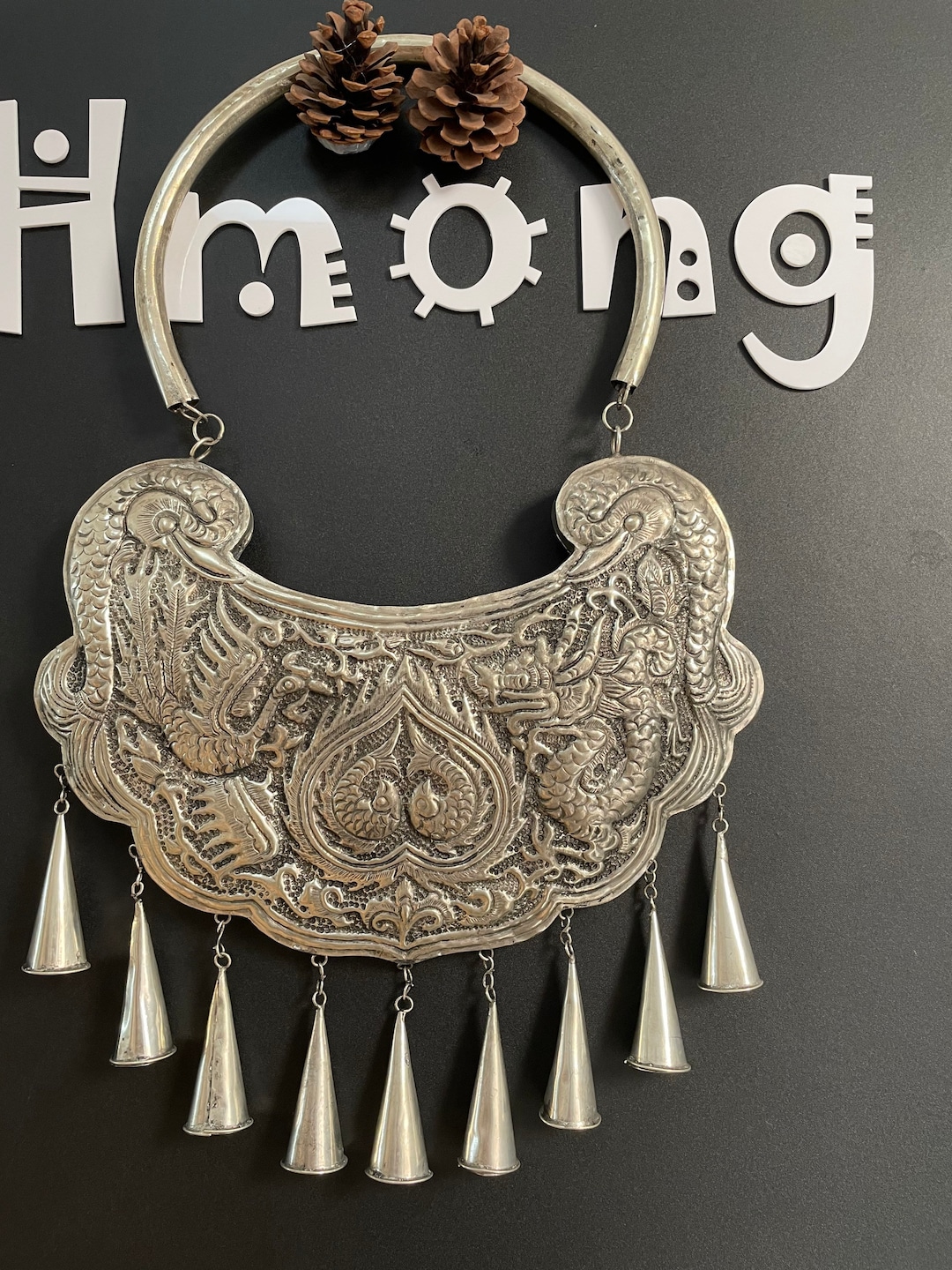 Hmong Silver Charm Necklace,vintage ,lucky Symbol Design,sweater ...