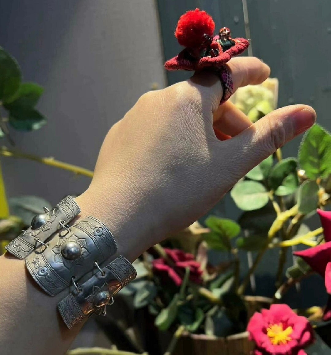 Hmong Silver Bracelet,vintage, Sunflower Design,miao Silver ,tribal ...