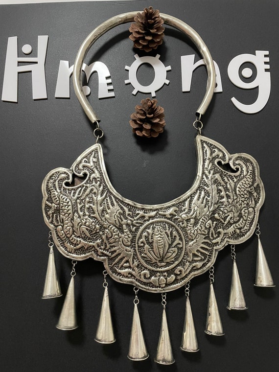 Hmong Silver Charm Necklacevintage lucky Symbol - Etsy