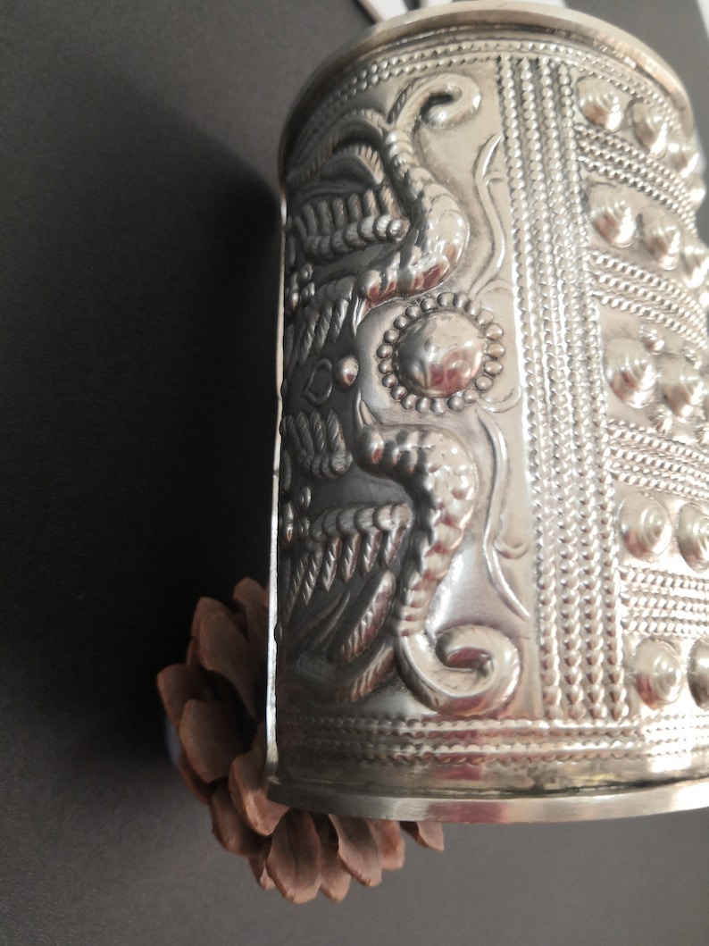 Hmong Silver Braceletvintage Dragon Designmiao Silver - Etsy