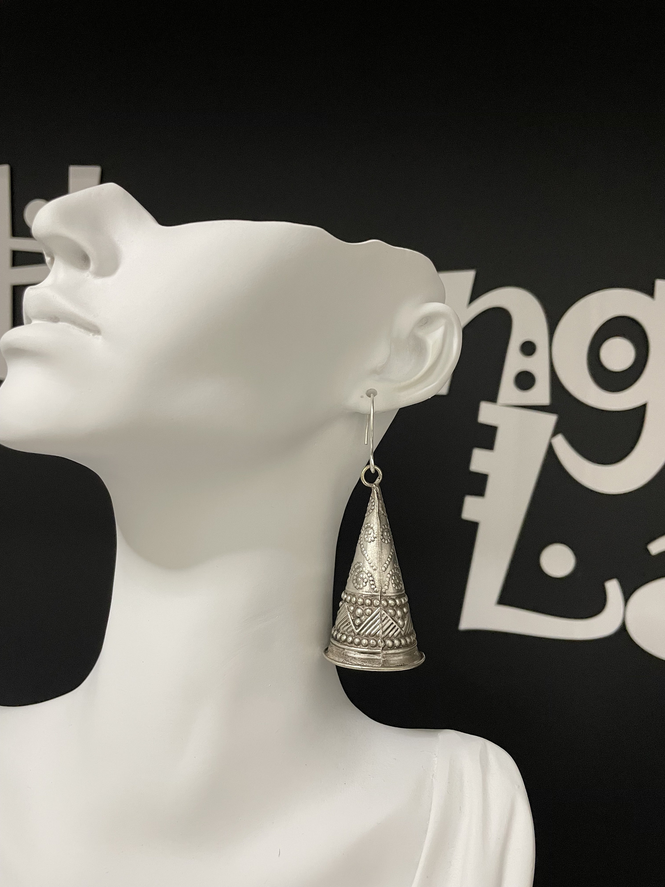 One Pair Hmong Silver Earringsexaggerated Stylevintage - Etsy