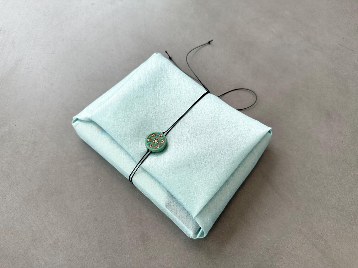 Mint Bojagi Gift Wrap Set: Korean Style Cloth With Floral Tie - Etsy
