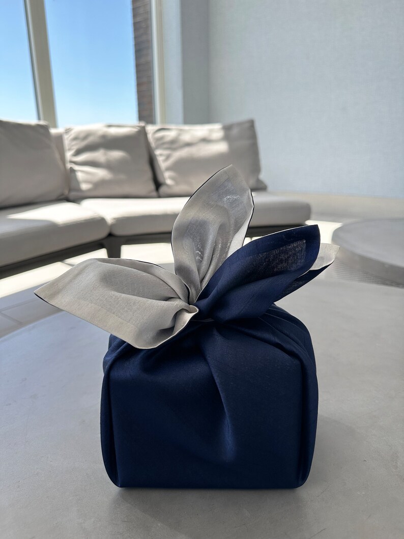 Navy & Ivory Korean Traditional Fabric, Korean Gift Wrap, Bojagi ...