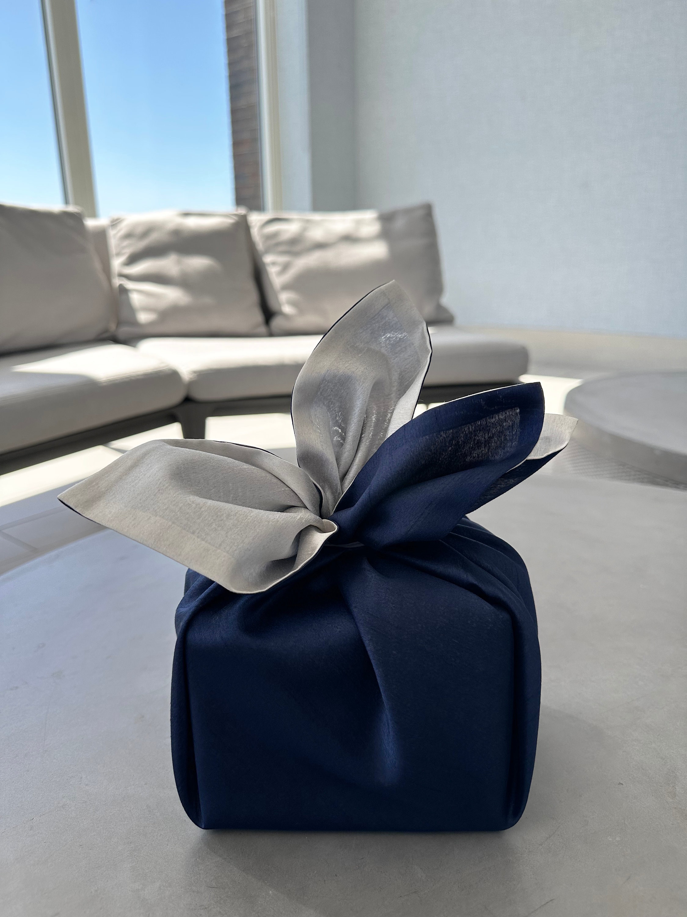 Navy & Ivory Korean Traditional Fabric, Korean Gift Wrap, Bojagi ...