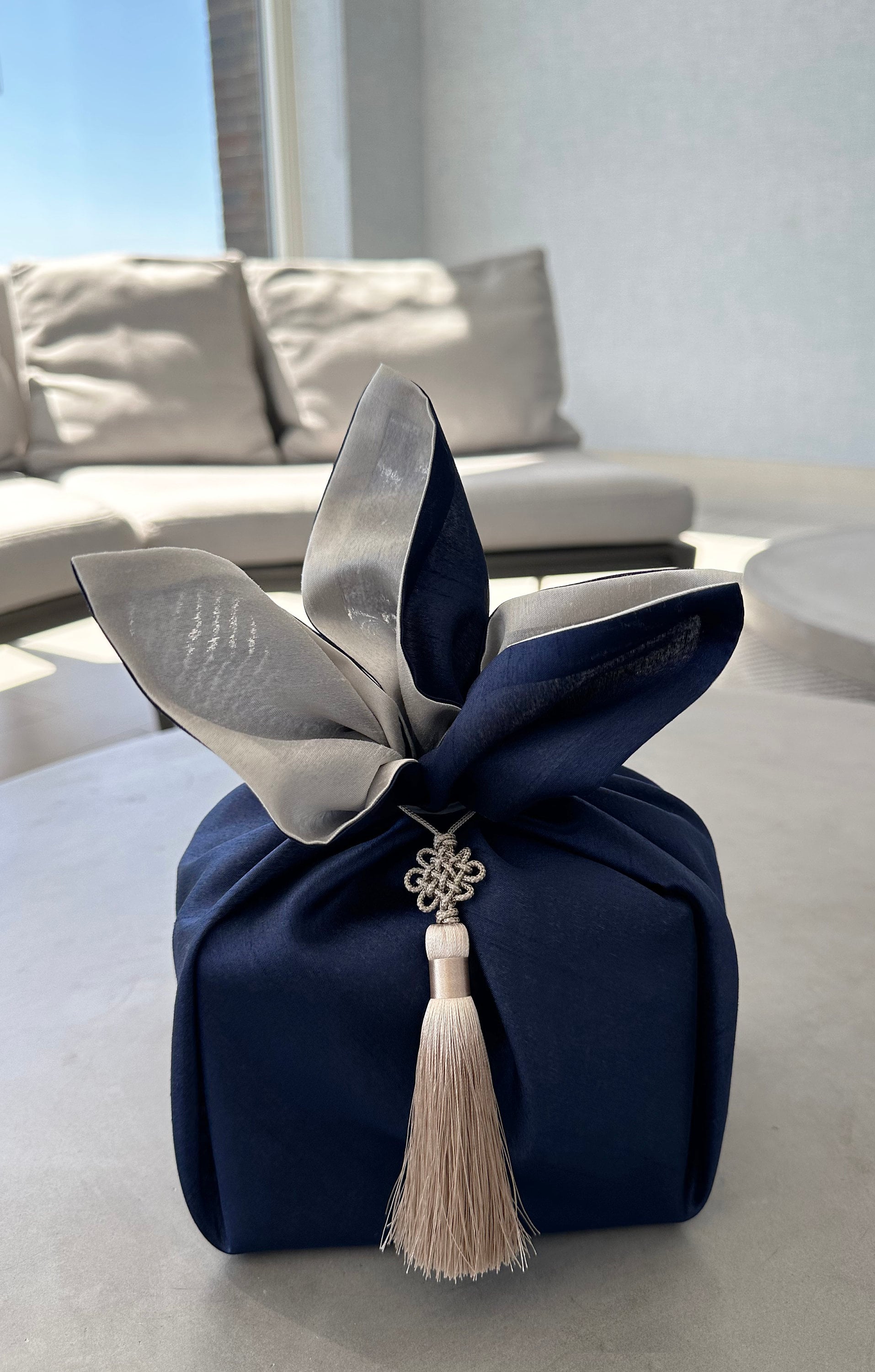 Navy & Ivory Korean Traditional Fabric, Korean Gift Wrap, Bojagi ...