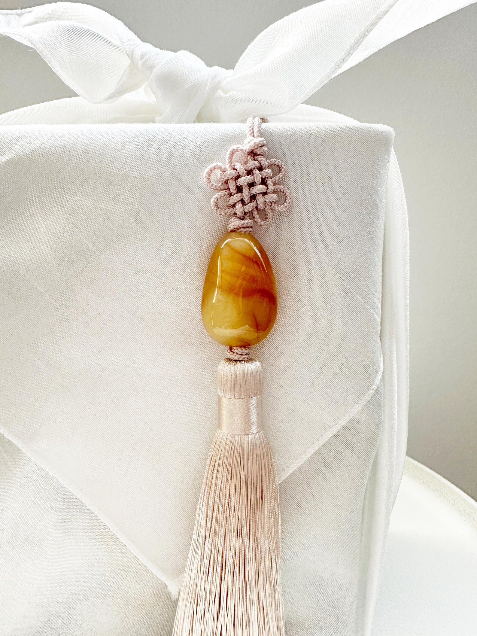 Korean Traditional Gemstone Norigae Tassel, Bojagi Gift Accessory ...