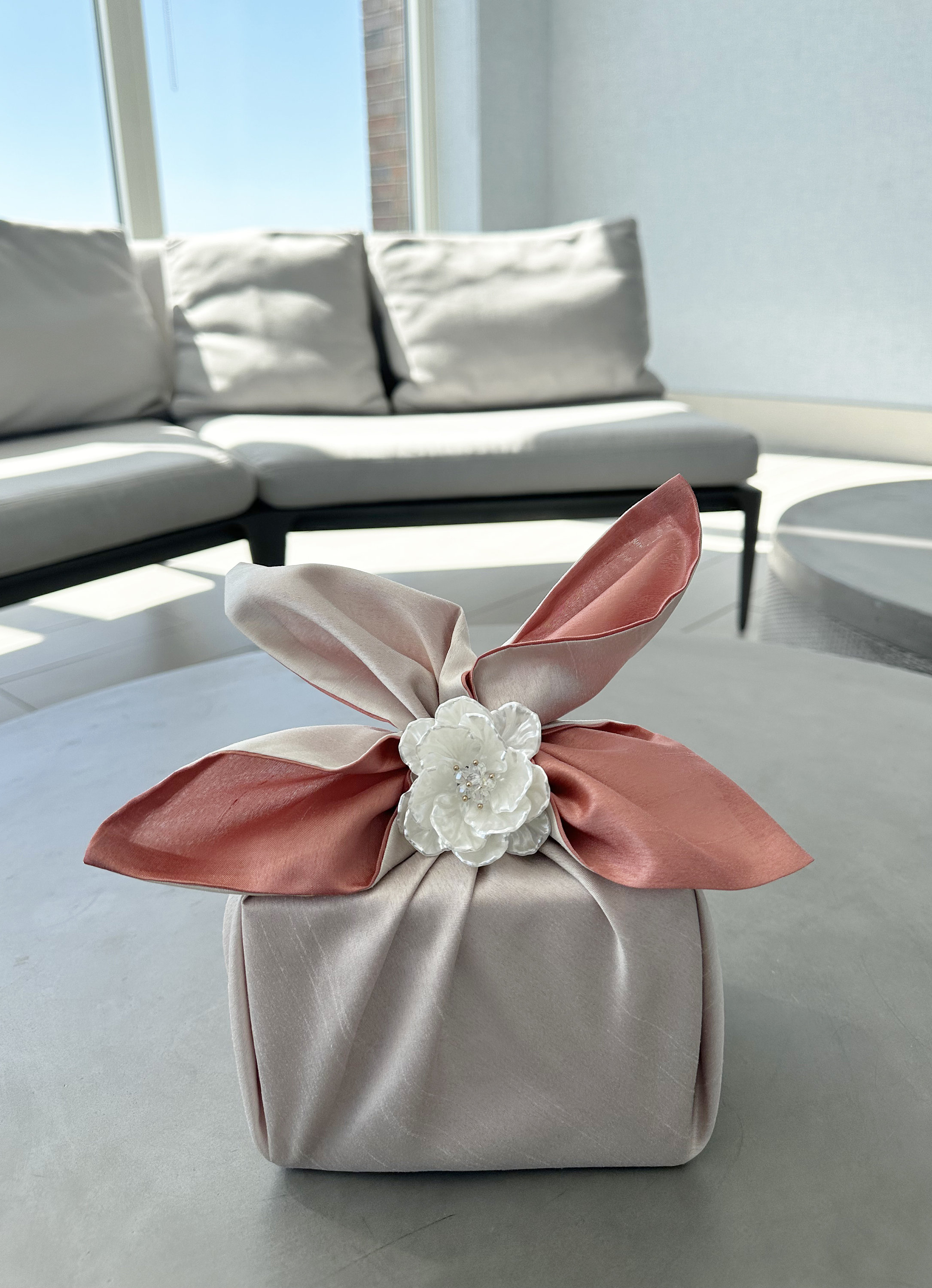 Orange & Ivory Korean Traditional Fabric, Korean Gift Wrap, Bojagi ...