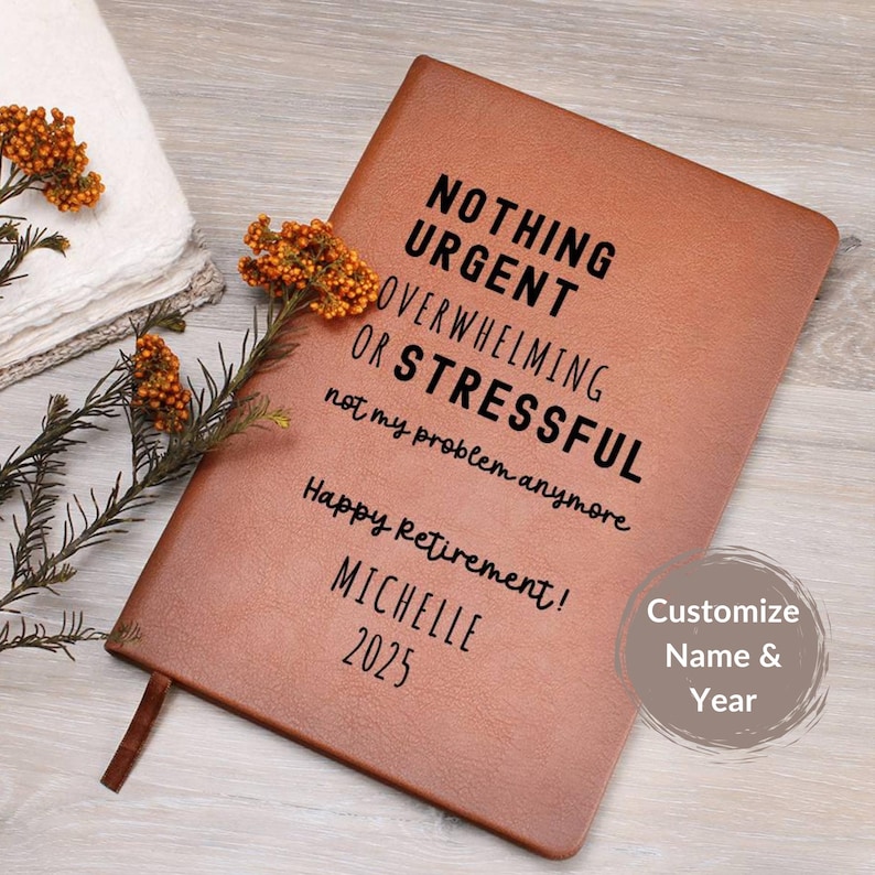 Funny Happy Retirement Leather Journal Notebook Nurse Teacher Coworker ...
