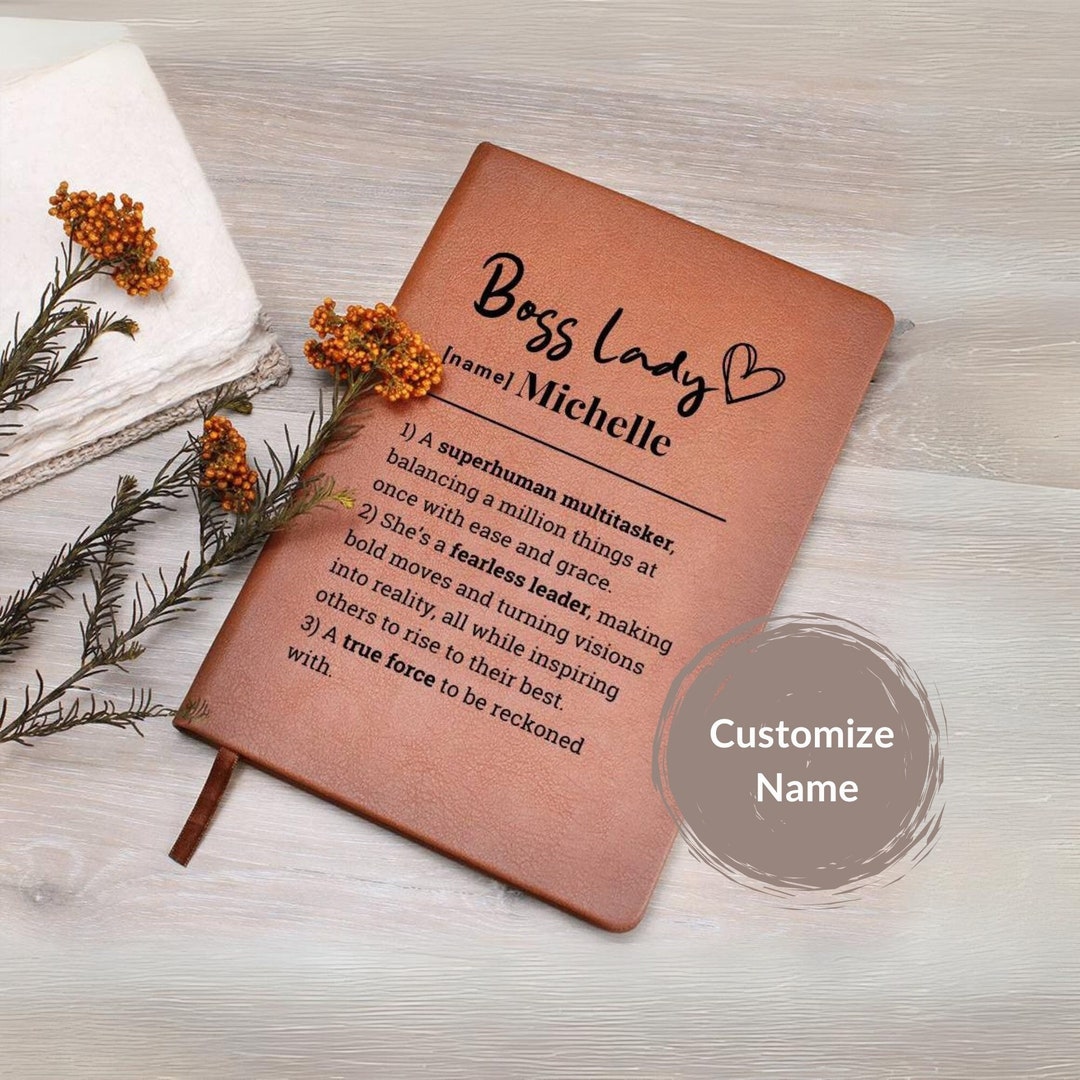 Personalized Boss Lady Gift Journal Leather Notebook Female Boss Day ...