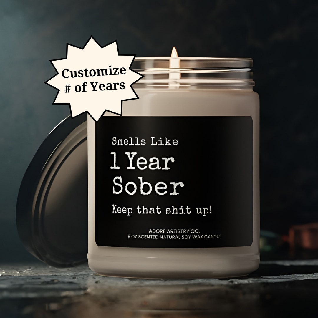 1 Year Sober Sobriety Gift One Year Sober Celebration Candle AA NA Gift ...