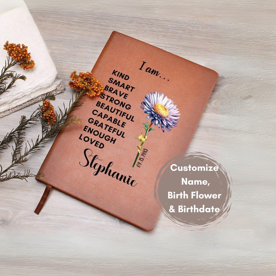 Birth Flower Journal Personalized Name Birthflower Diary Cute Girl ...