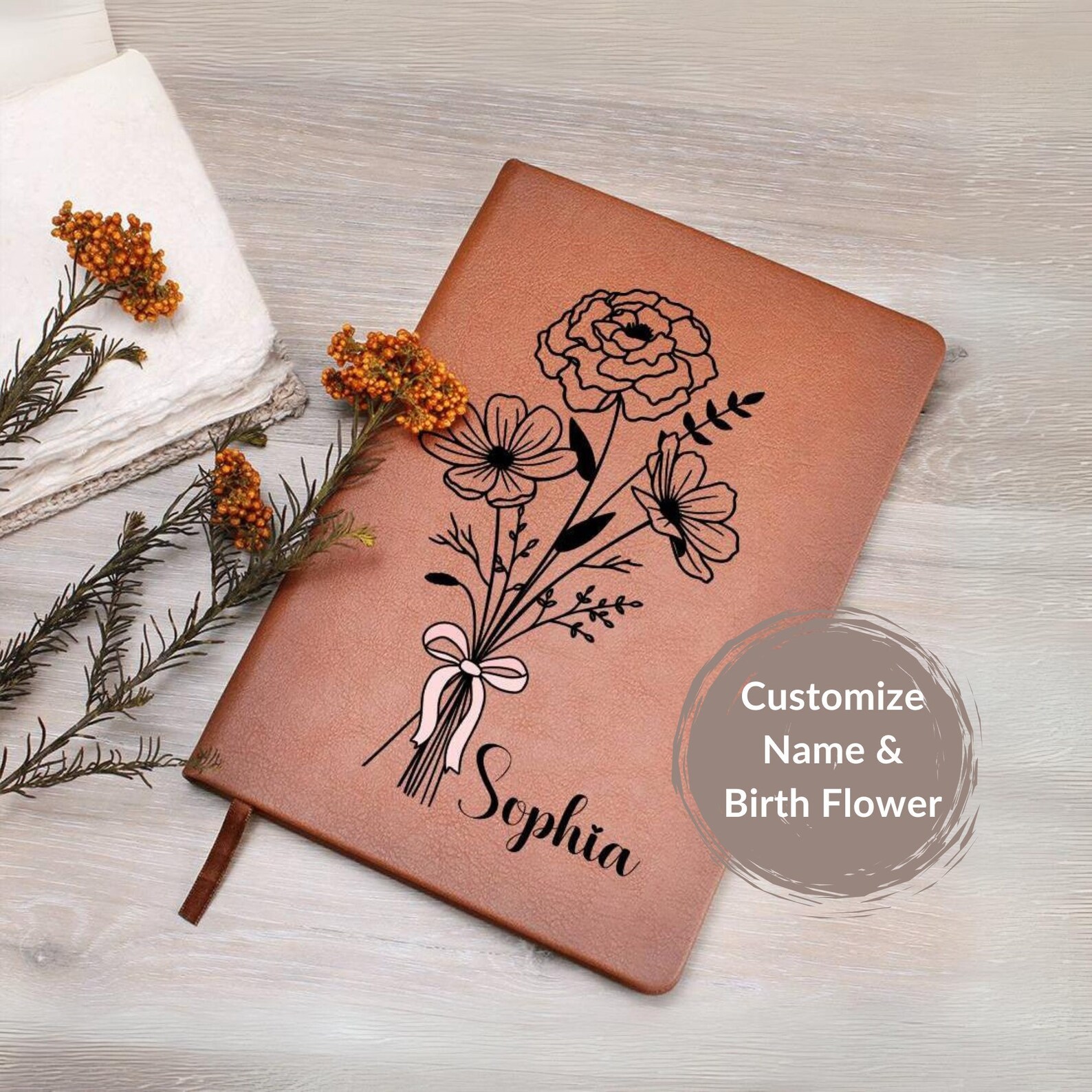 Birth Flower Bouquet Name Journal Birth Month Flower Gift Girls Bday ...