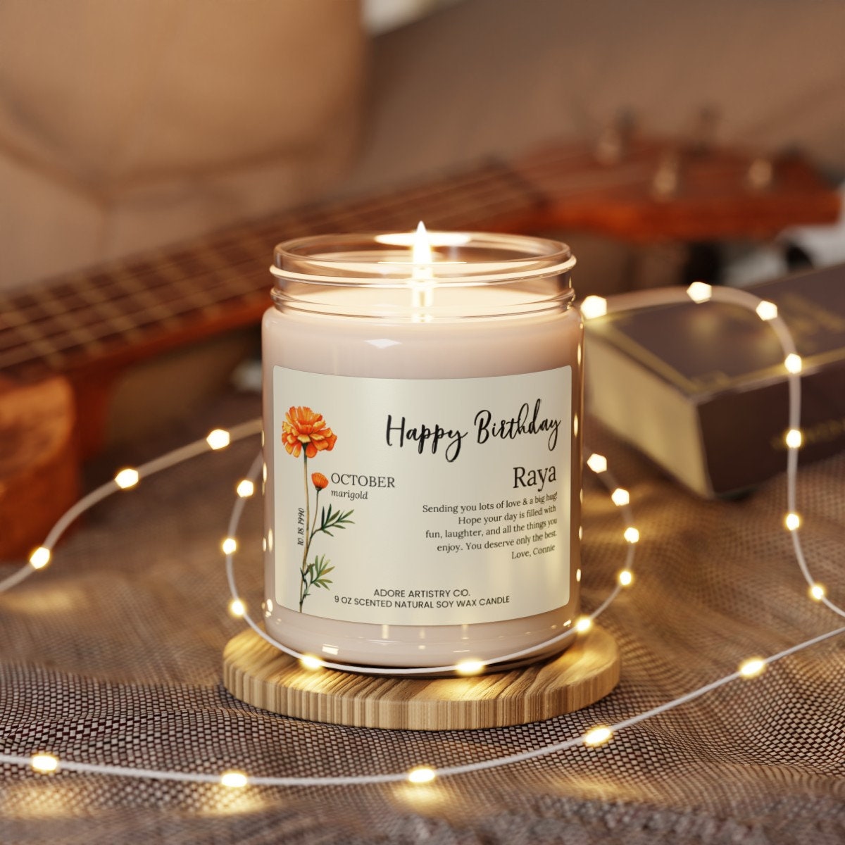 Birth Flower Candle Personalized Birthday Birth Month Gift for Mom ...