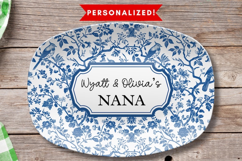 Personalized Grandmother Christmas Gift Nana Custom Platter Floral ...