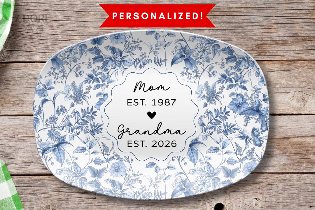 Mom Grandma Est Custom Platter Grandmother Plate Pregnancy Announcement ...