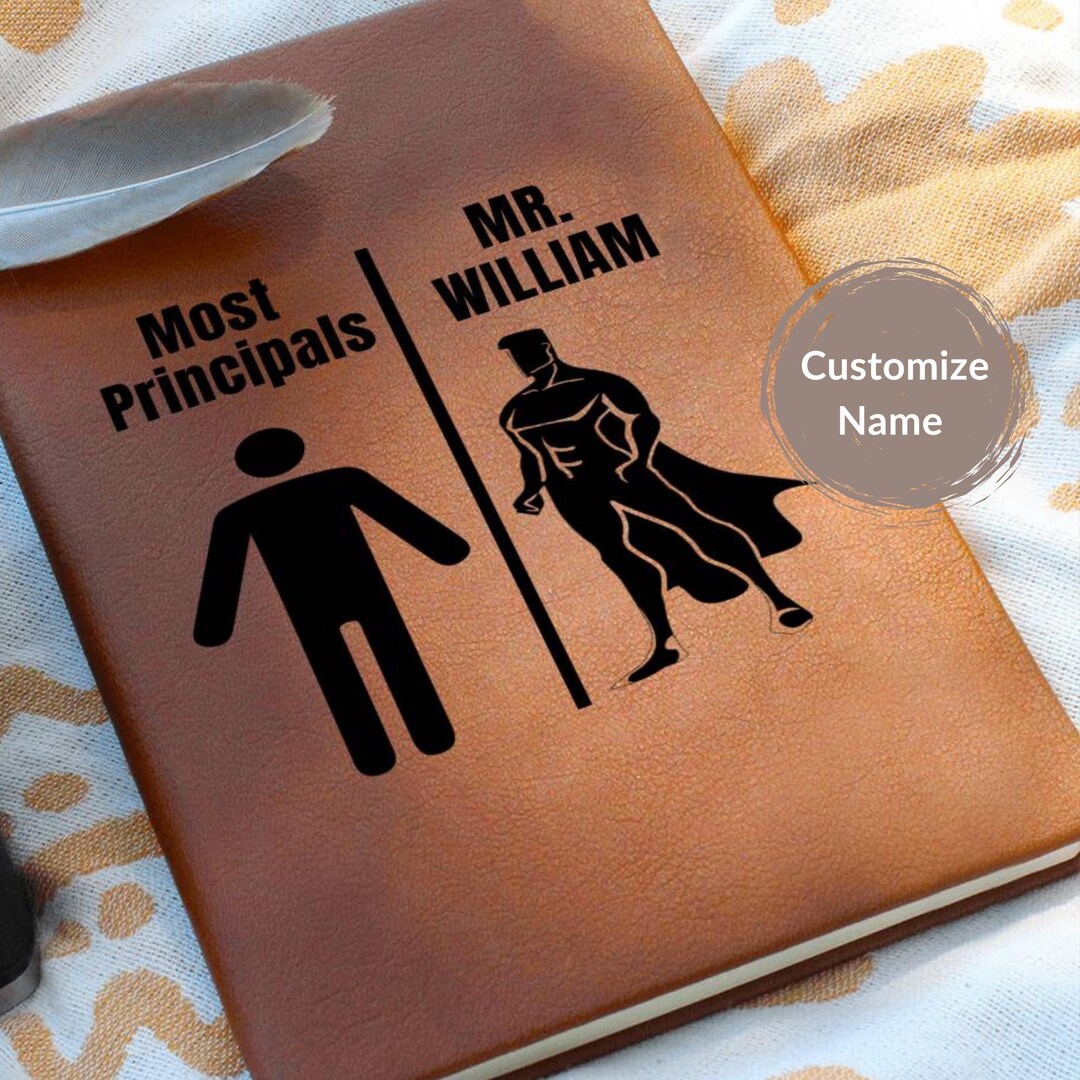 Male Principal Gift Leather Journal Notebook Assistant School Funny ...