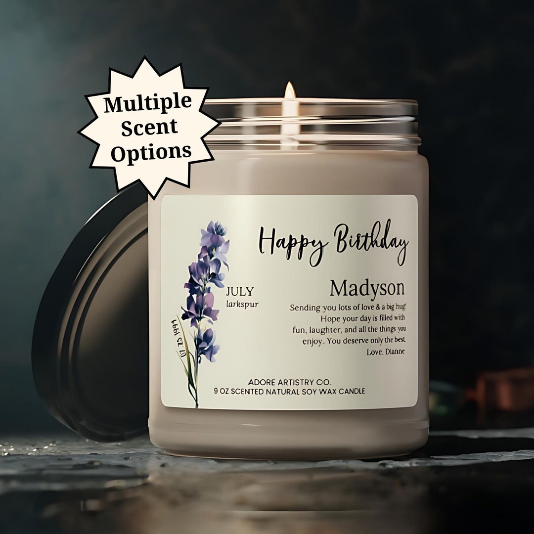 Birth Flower Candle Personalized Birthday Birth Month Gift for Mom ...
