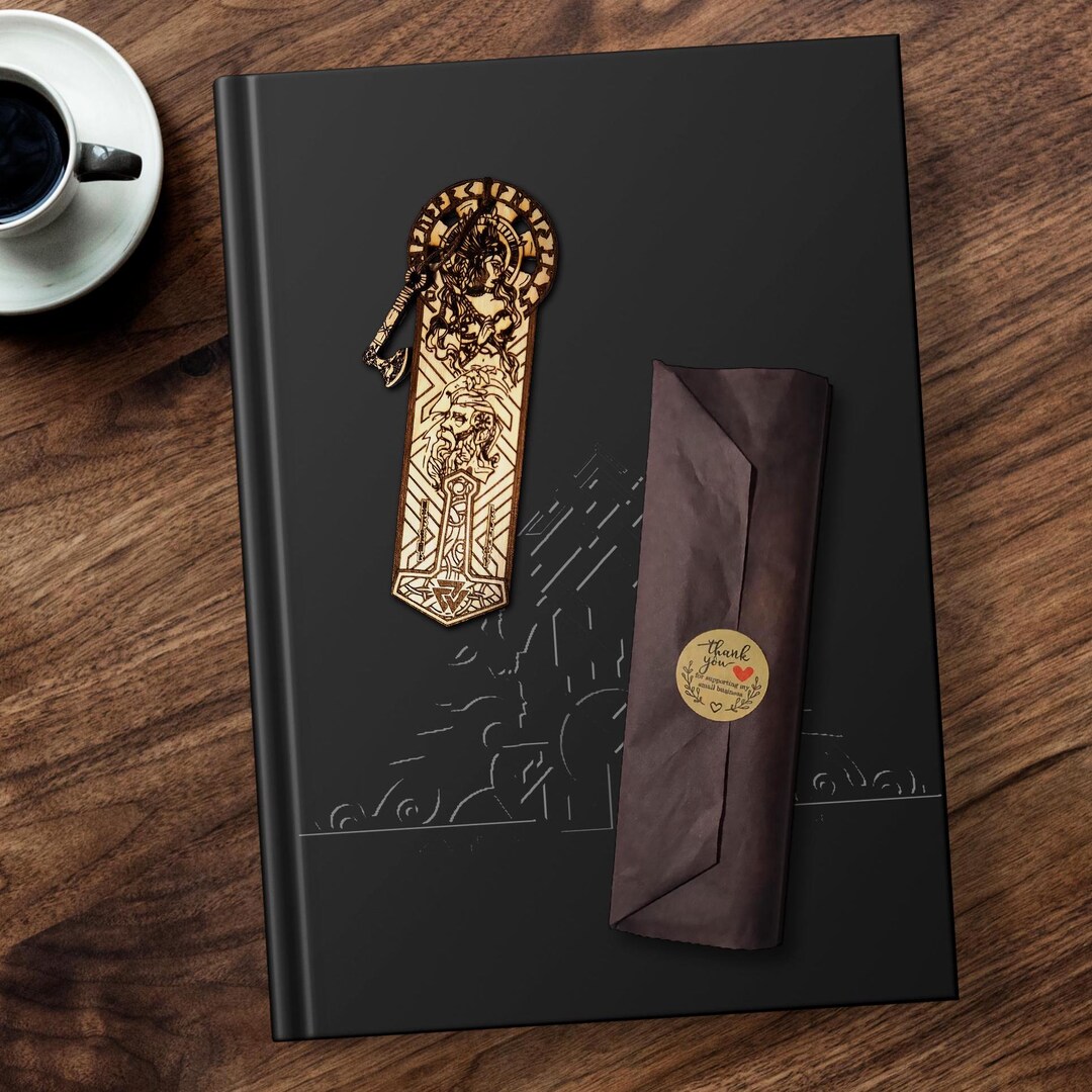 Handmade Viking Style Bookmark, Wooden Handcrafted Bookmark, Viking ...