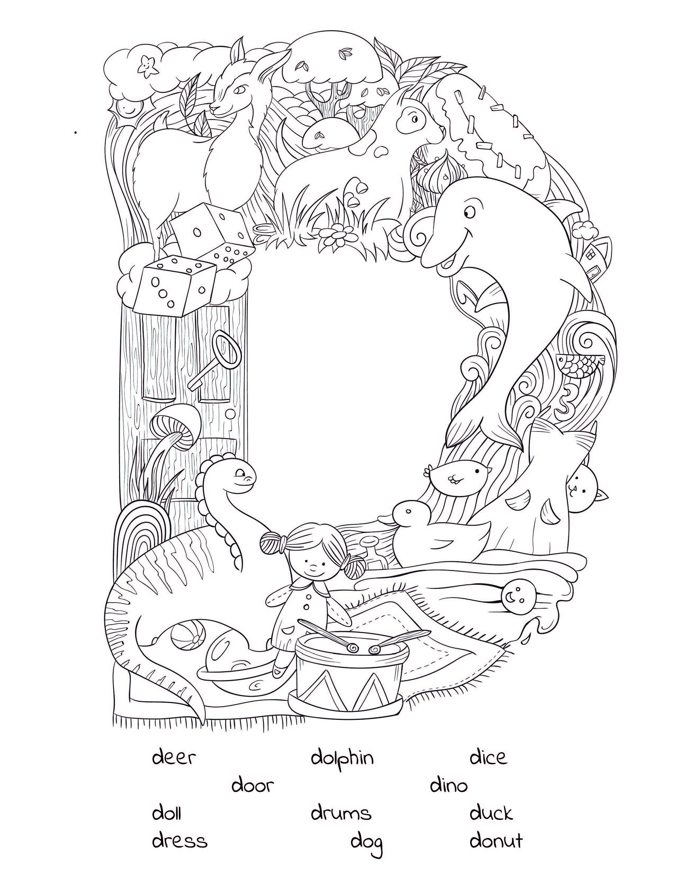 ABCD Coloring Alphabet Page PDF & JPG. Letter Recognition Worksheets ...