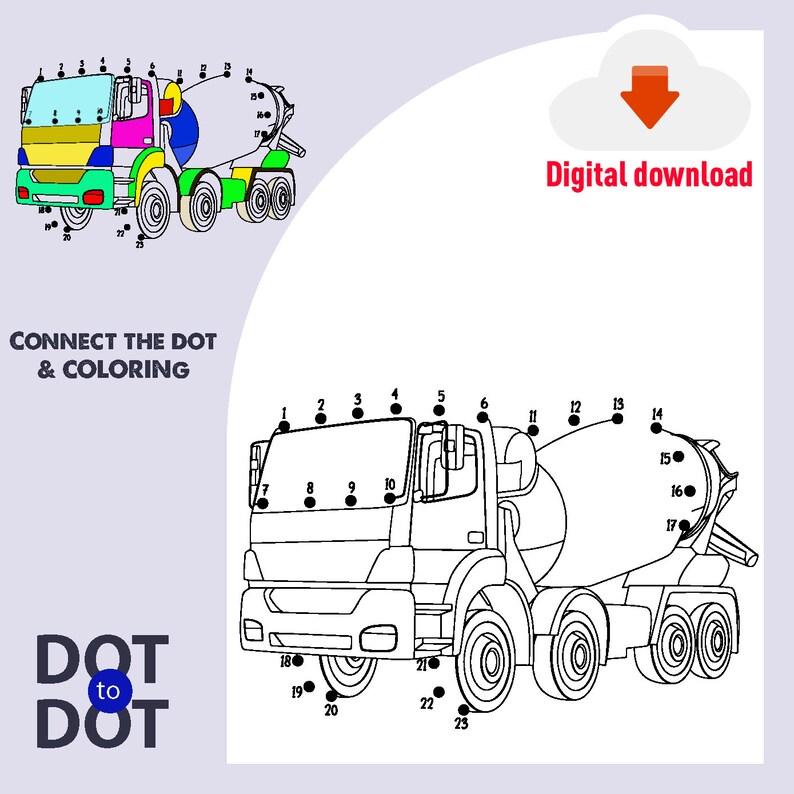 30 Dot-to-dot Coloring Pages Printable Dot-to-dot Construction Connect ...