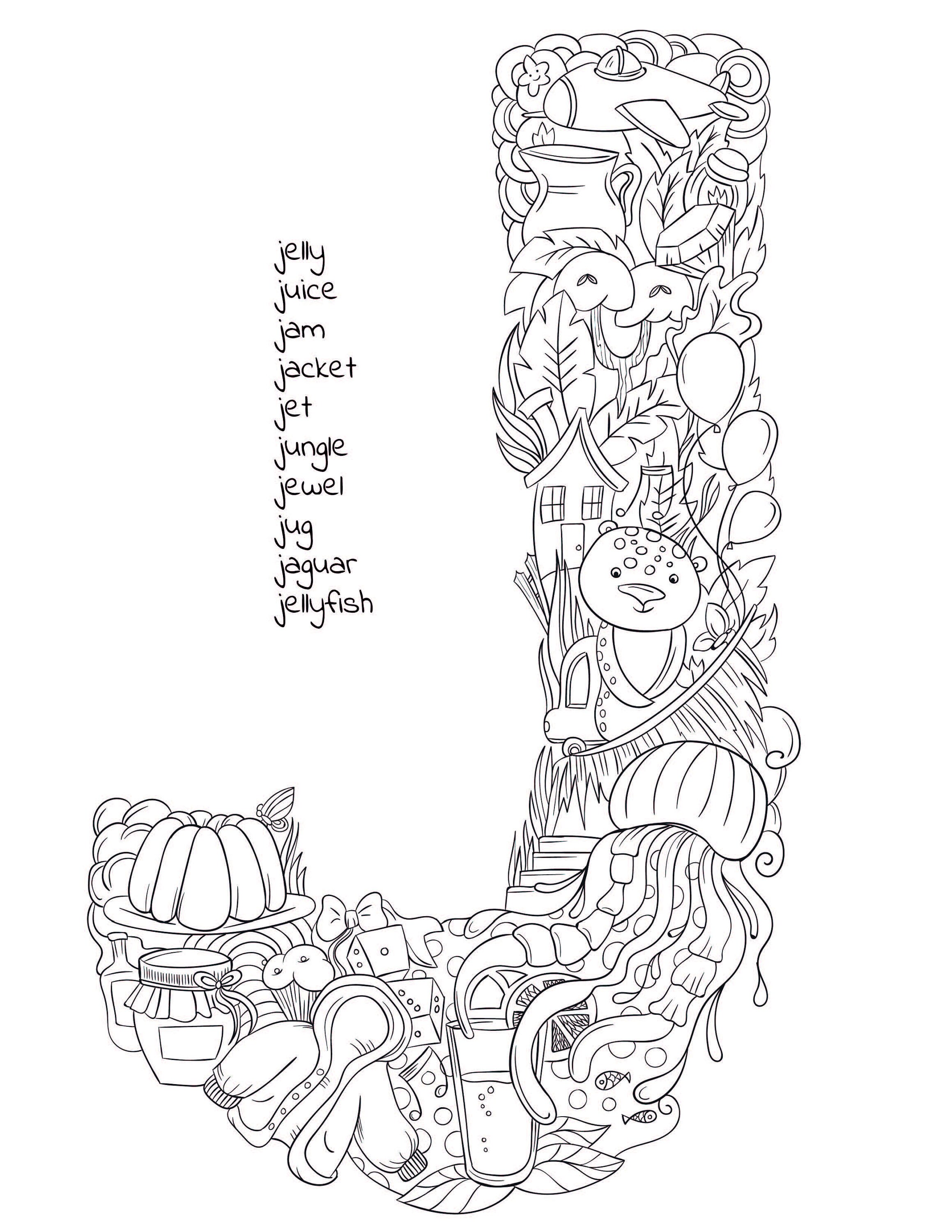 ABCD Coloring Alphabet Page PDF & JPG. Letter Recognition Worksheets ...