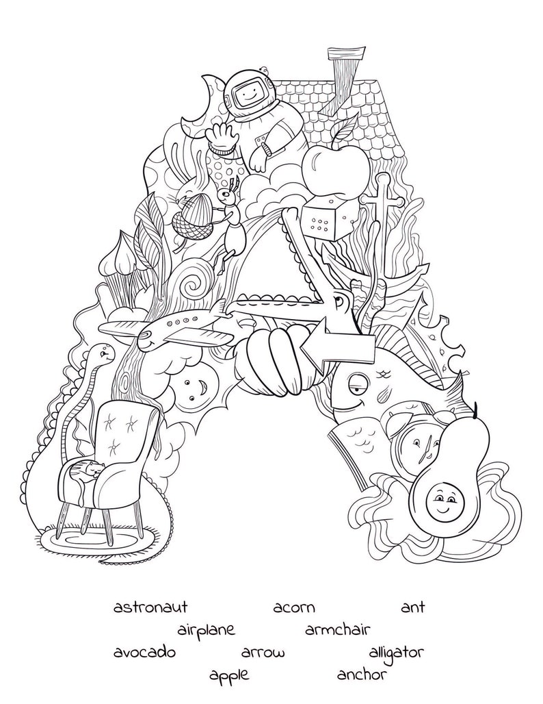 ABCD Coloring Alphabet Page PDF & JPG. Letter Recognition Worksheets ...