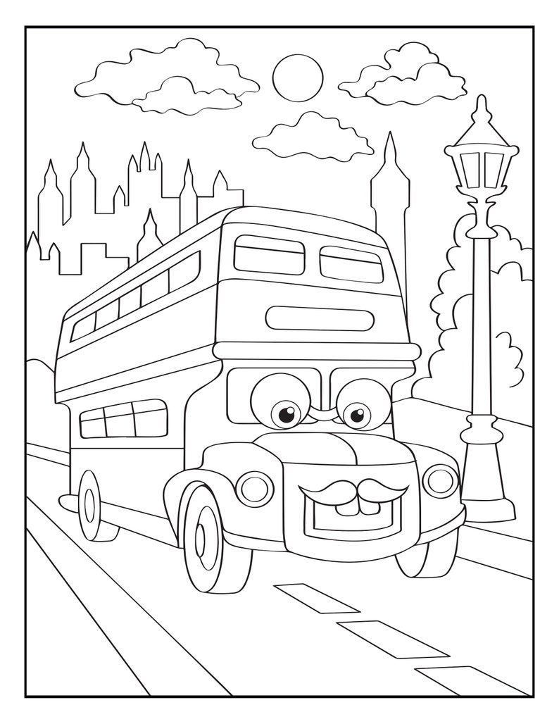 Cute Vehicle Coloring Pages Kids & Adults Part I - Etsy