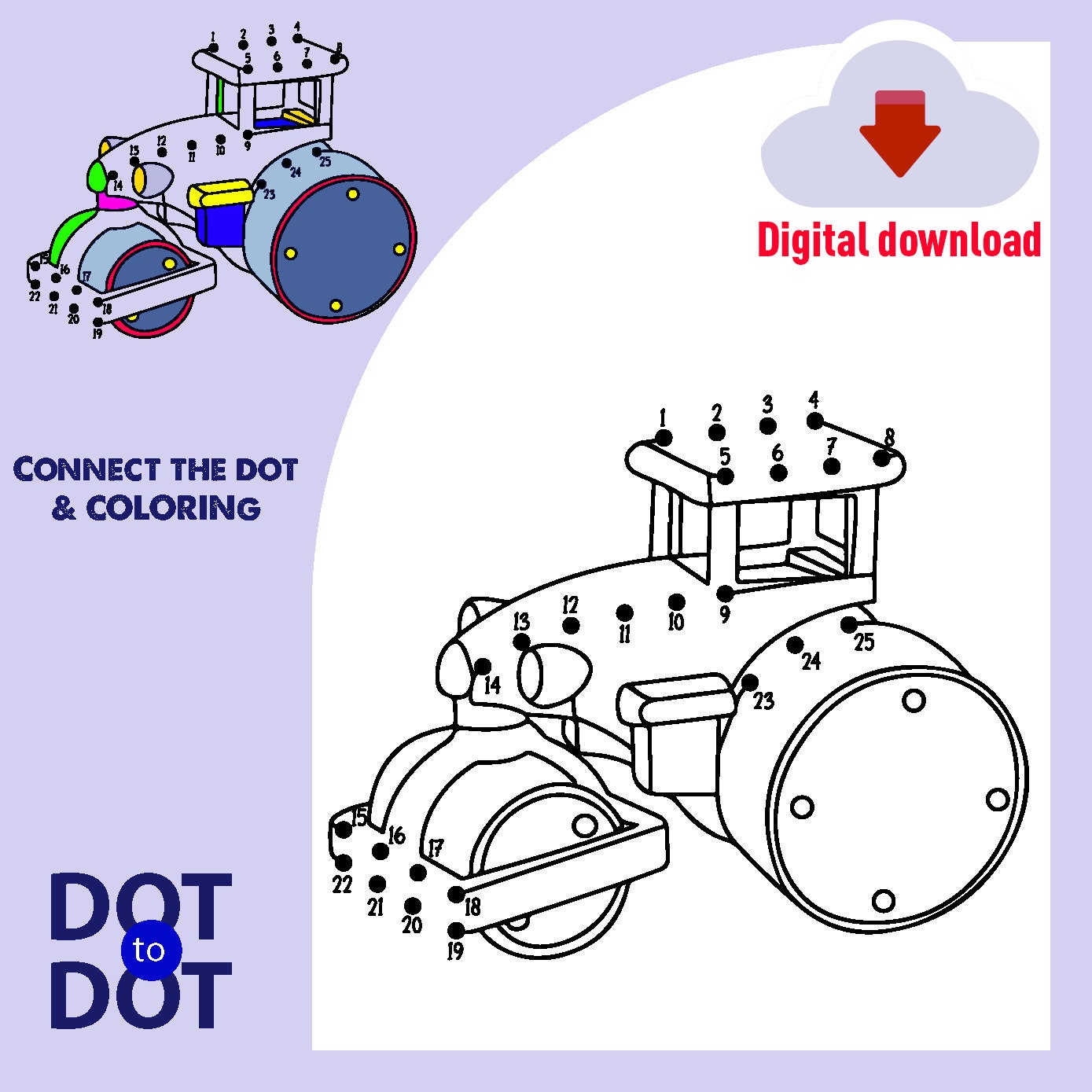 30 Dot-to-dot Coloring Pages Printable Dot-to-dot Construction Connect ...