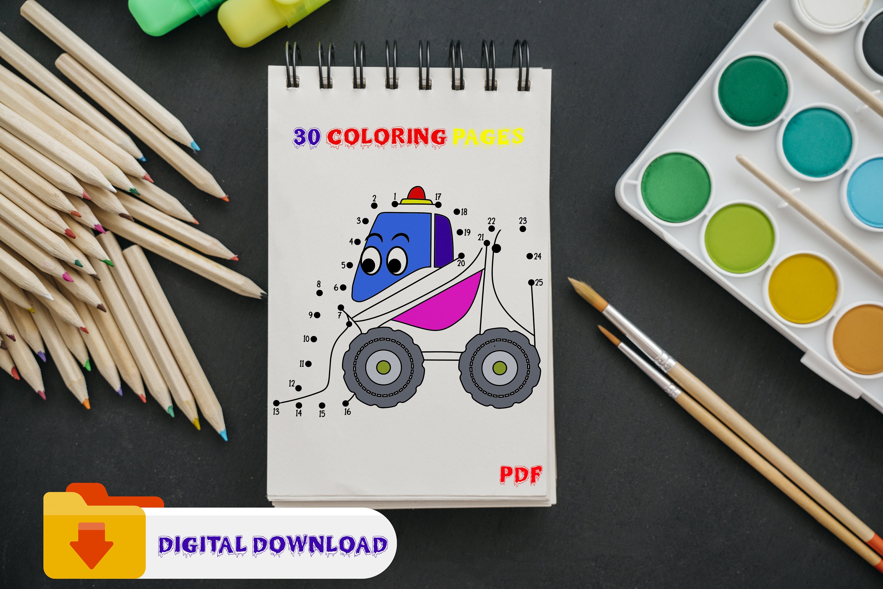 30 Dot-to-dot Coloring Pages Printable Dot-to-dot Construction Connect ...