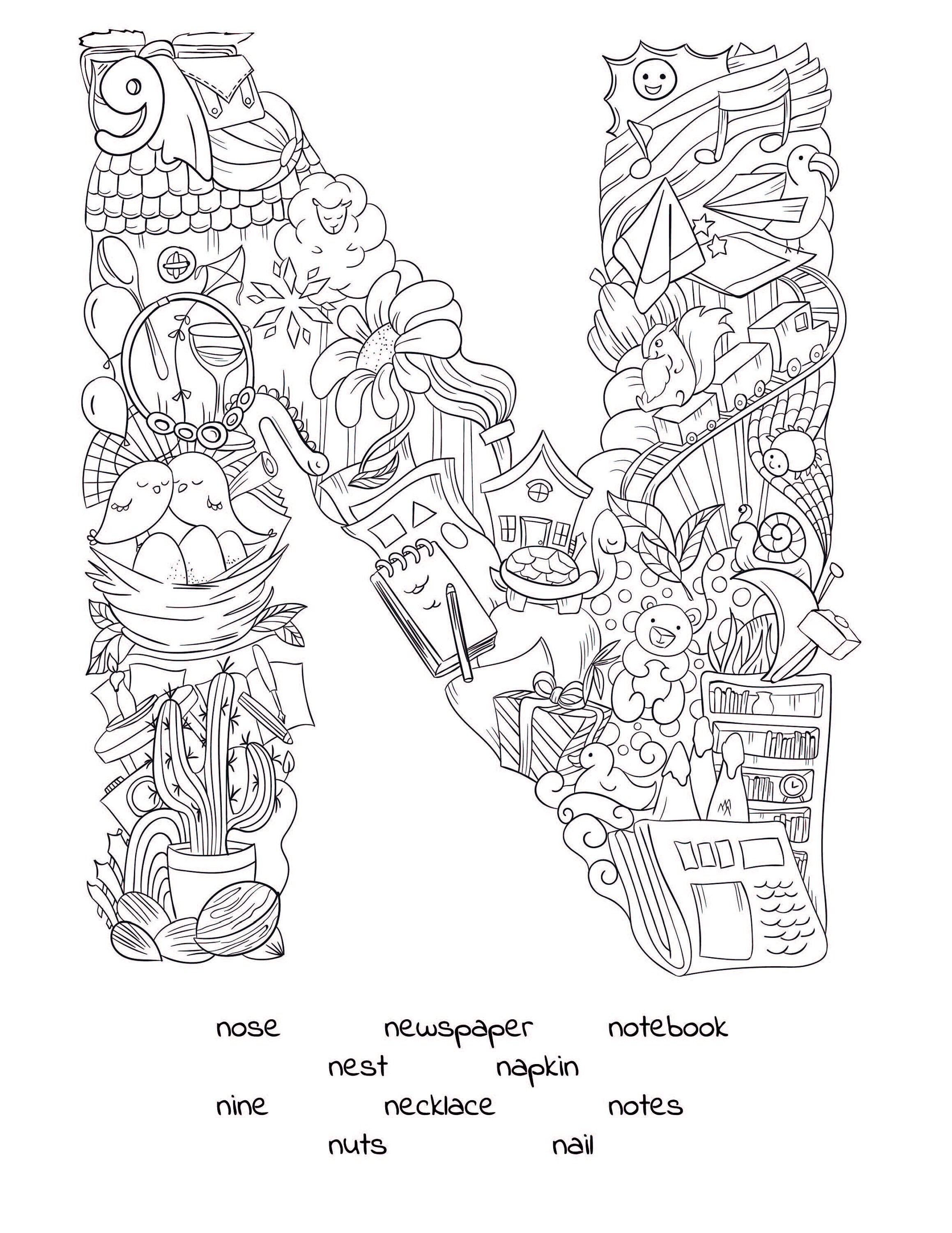 ABCD Coloring Alphabet Page PDF & JPG. Letter Recognition Worksheets ...