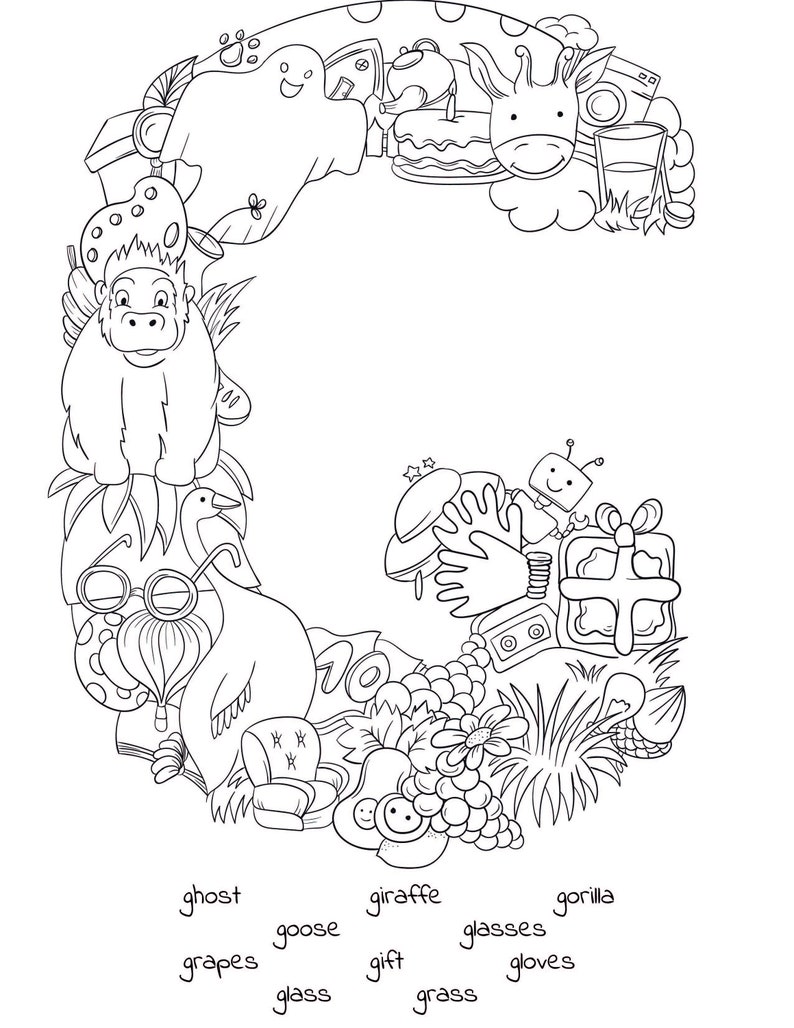 ABCD Coloring Alphabet Page PDF & JPG. Letter Recognition Worksheets ...