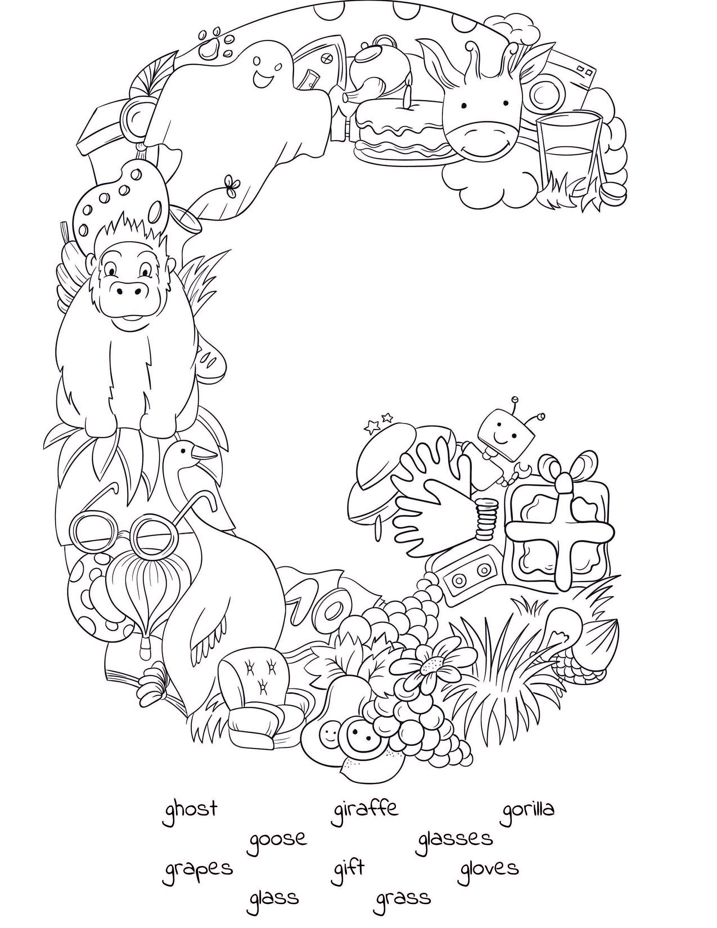 ABCD Coloring Alphabet Page PDF & JPG. Letter Recognition Worksheets ...