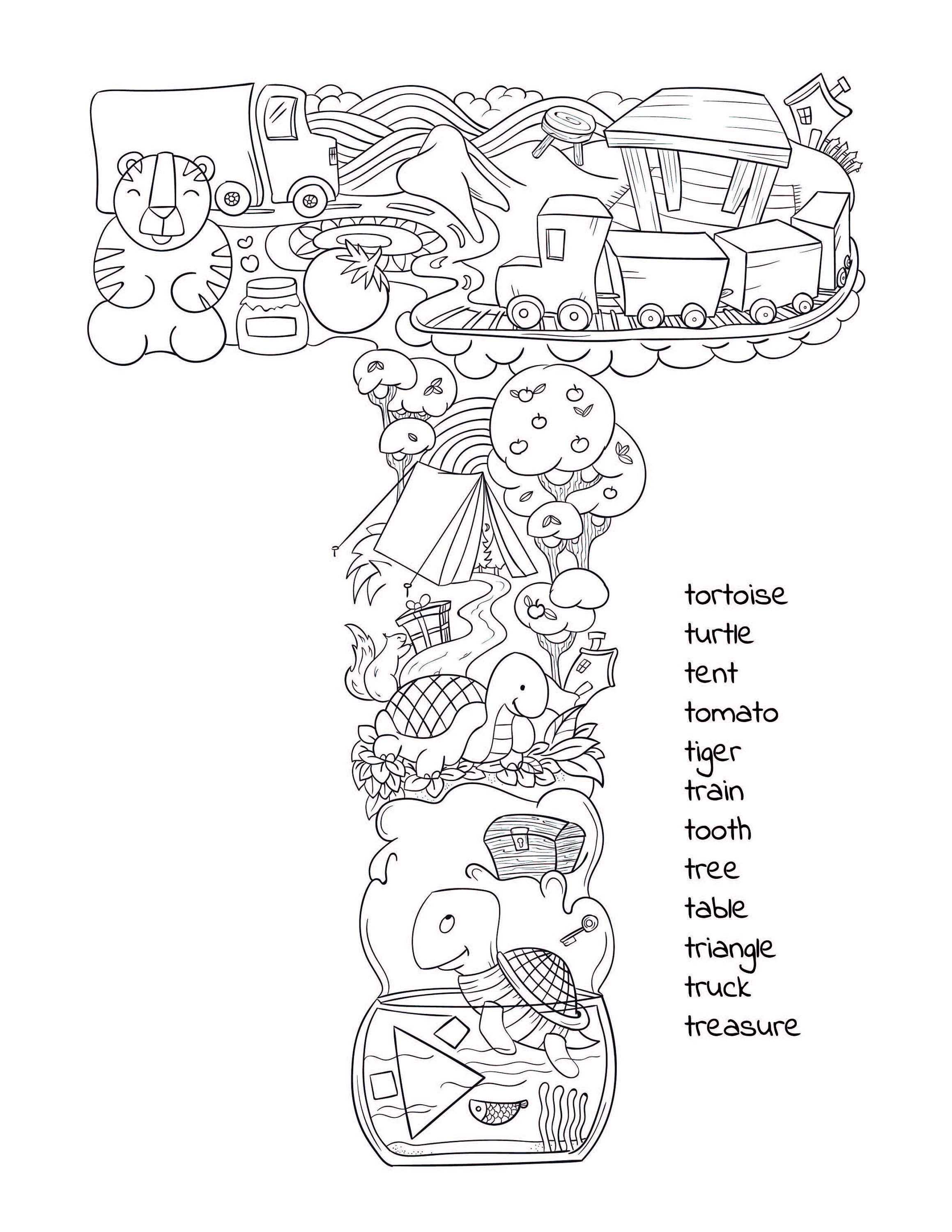 ABCD Coloring Alphabet Page PDF & JPG. Letter Recognition Worksheets ...