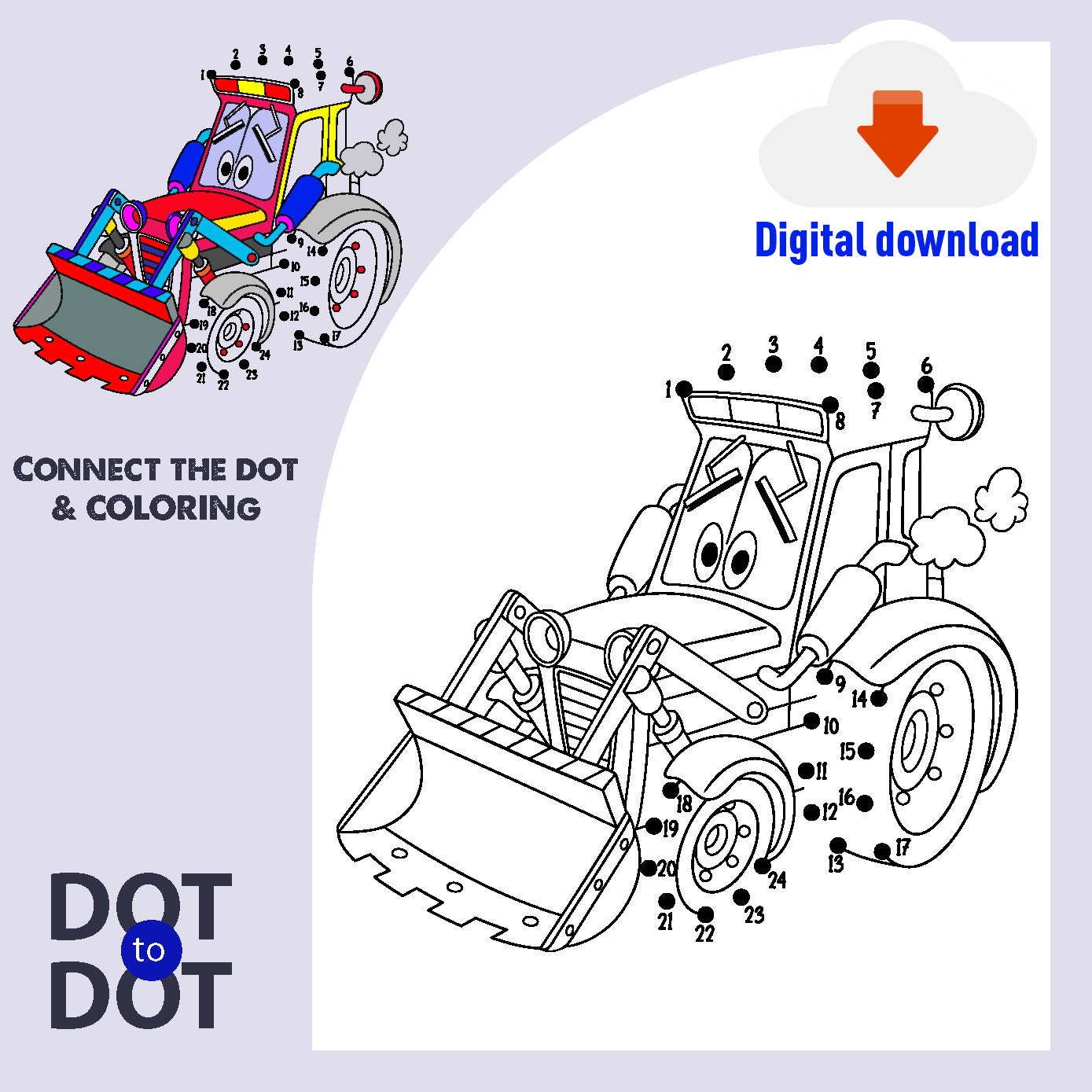 30 Dot-to-dot Coloring Pages Printable Dot-to-dot Construction Connect ...