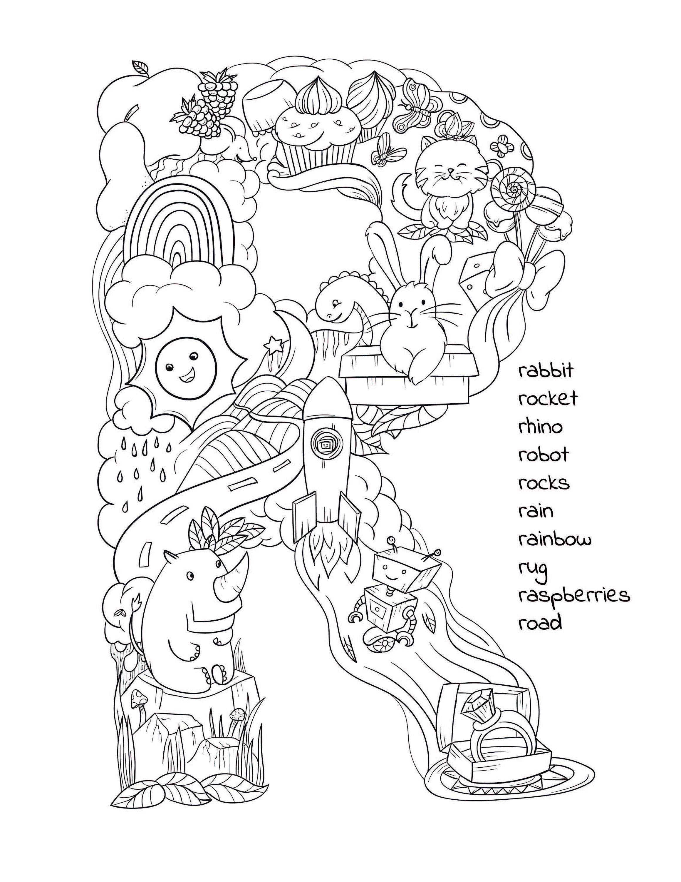 ABCD Coloring Alphabet Page PDF & JPG. Letter Recognition Worksheets ...