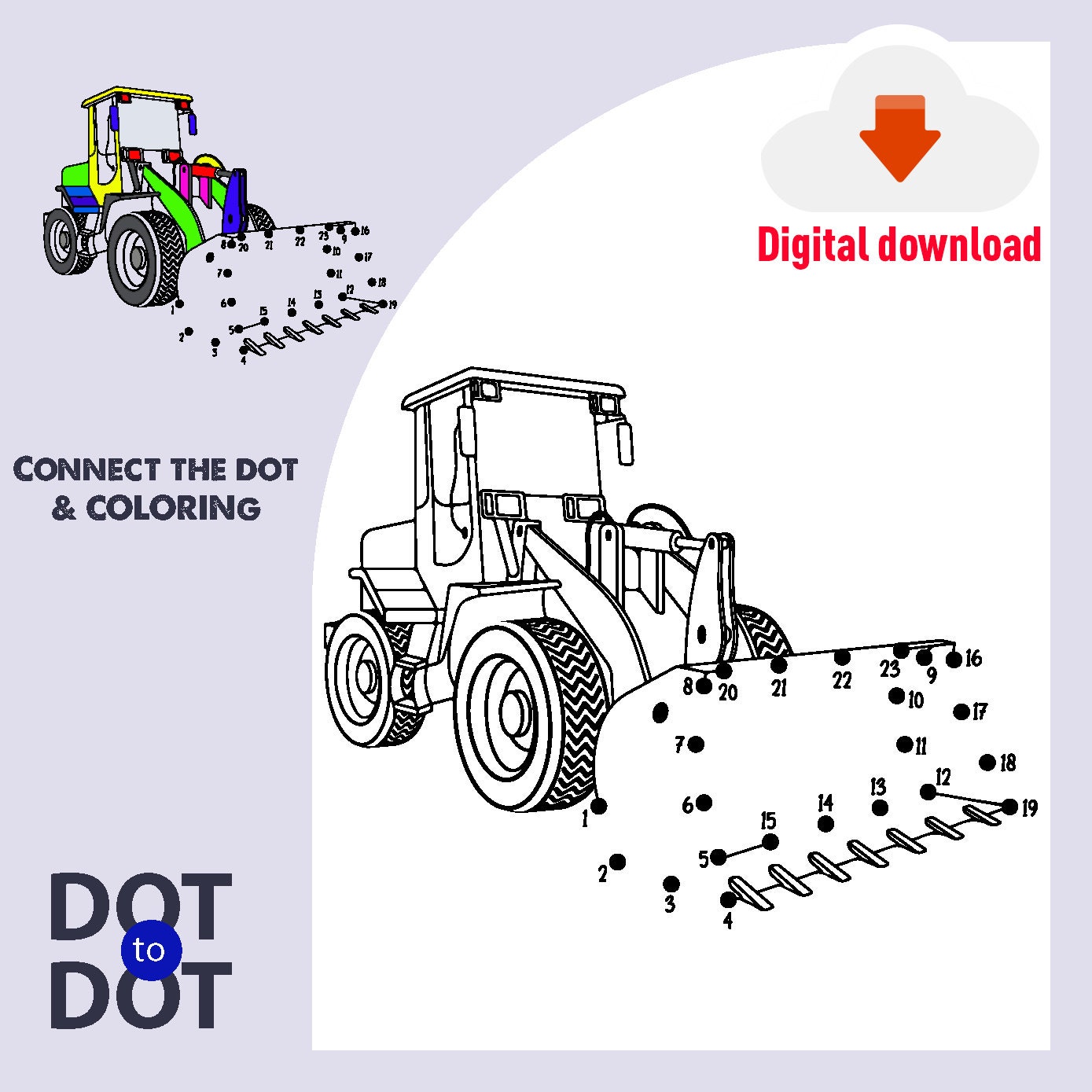 30 Dot-to-dot Coloring Pages Printable Dot-to-dot Construction Connect ...