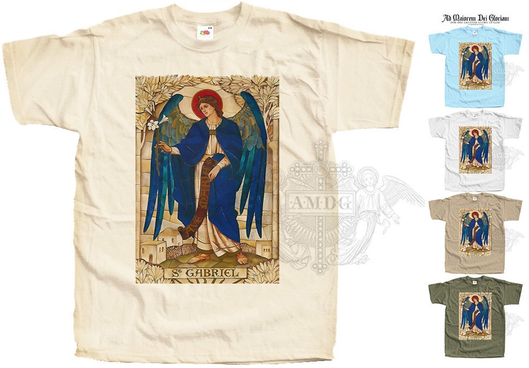 Archangel Gabriel V2 Vintage Card T SHIRT TEE Catholic Traditional ...