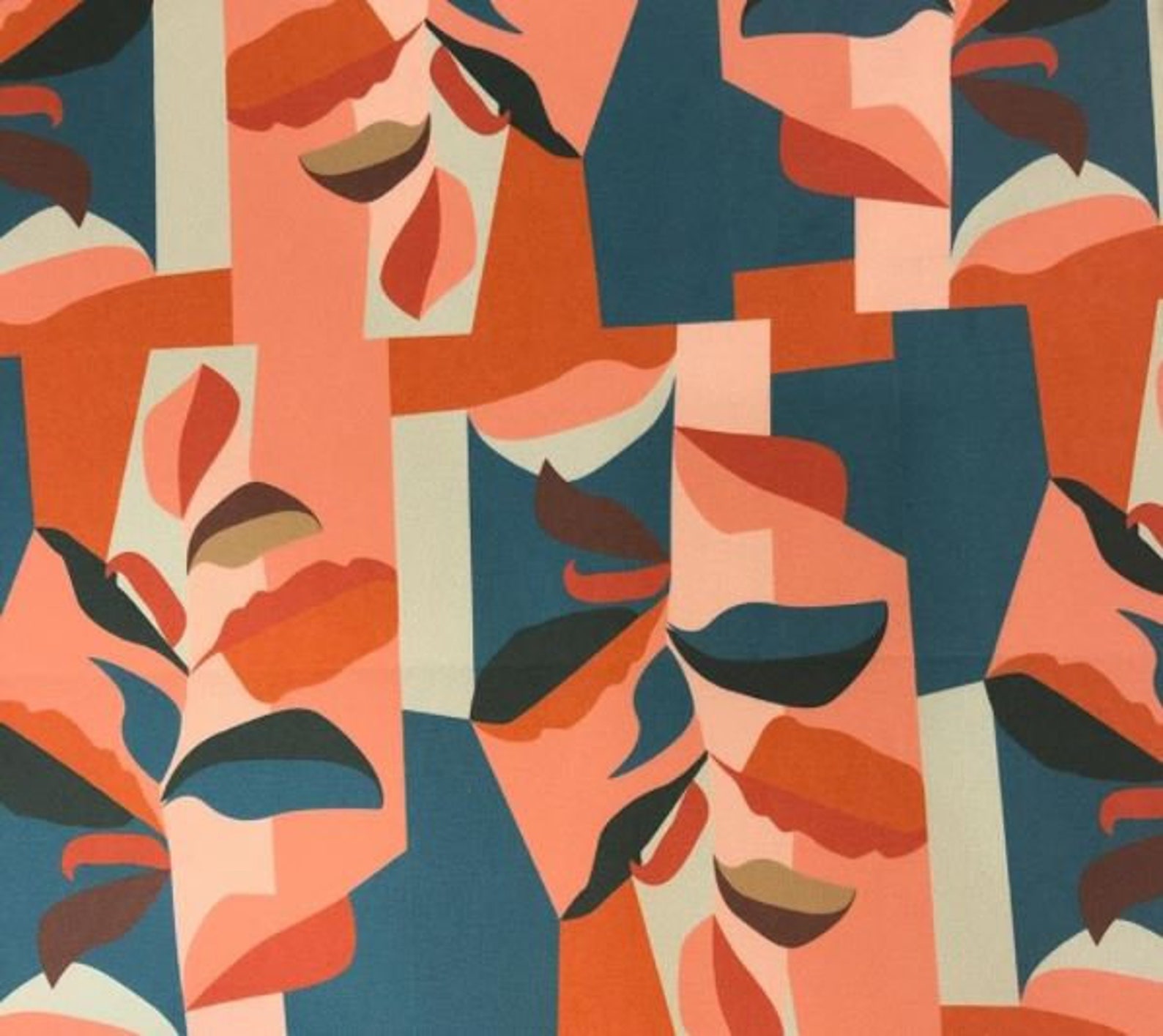 Abstract Upholstery Fabric Abstract Furnishing Canvas Red | Etsy