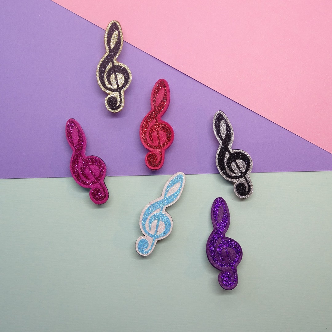 Pin's Harmonie Clef De Sol Leather and Glittery Fabric Pin Music - Etsy