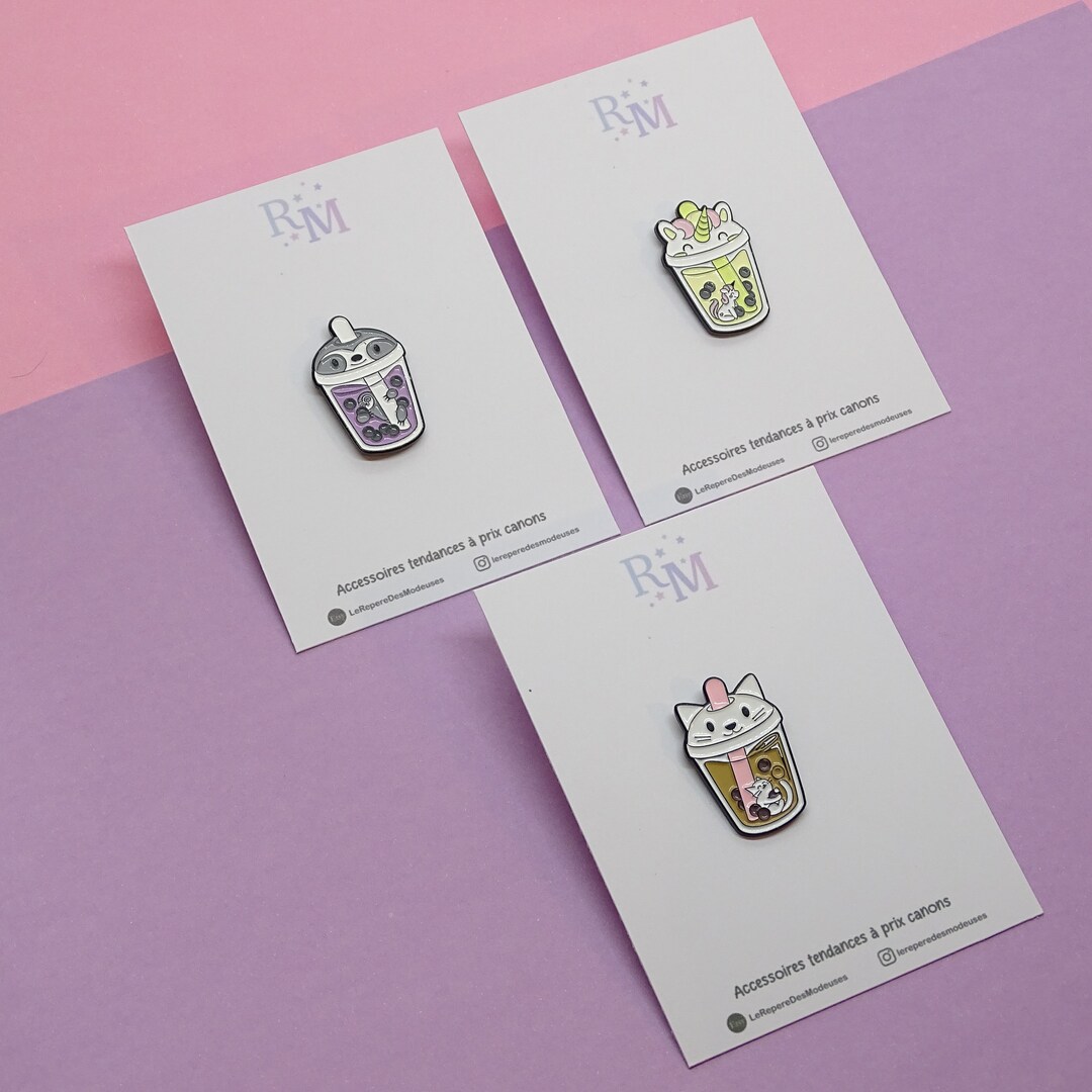 Pin's au choix Isia bubble tea kawaii chat - Etsy France