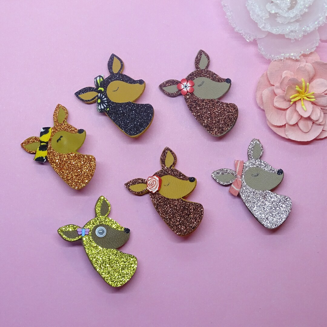Pin's Mina Leather and Glittery Fabric Doe Cute - Etsy