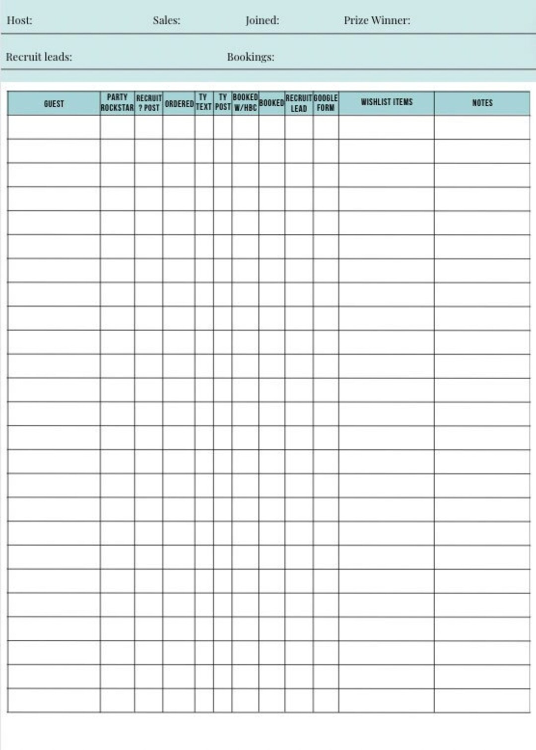 Party Tracker PDF & Editable Canva Template // Customer Checklist - Etsy