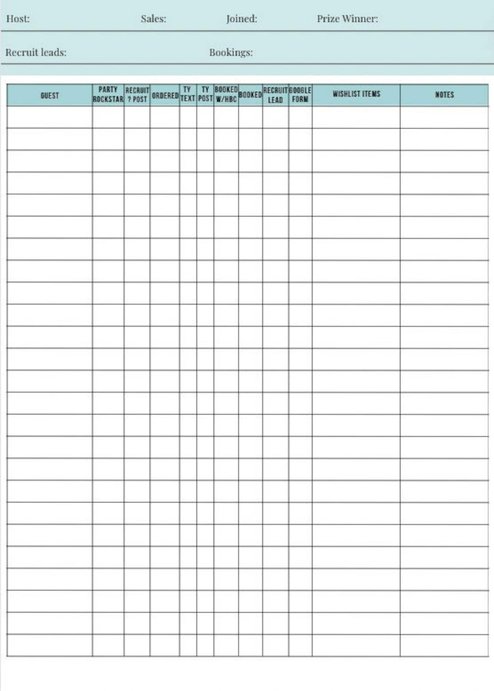 Party Tracker PDF & Editable Canva Template // Customer Checklist - Etsy