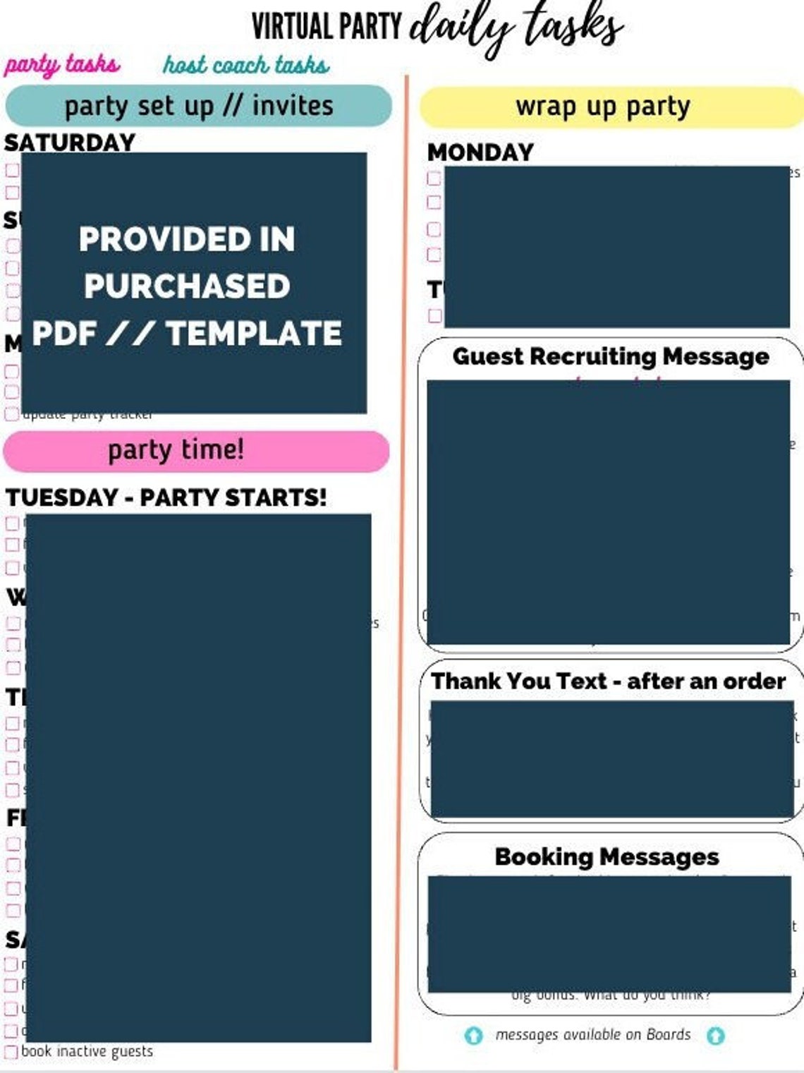 Virtual Party Daily Checklist for Facebook Parties // Digital PDF ...