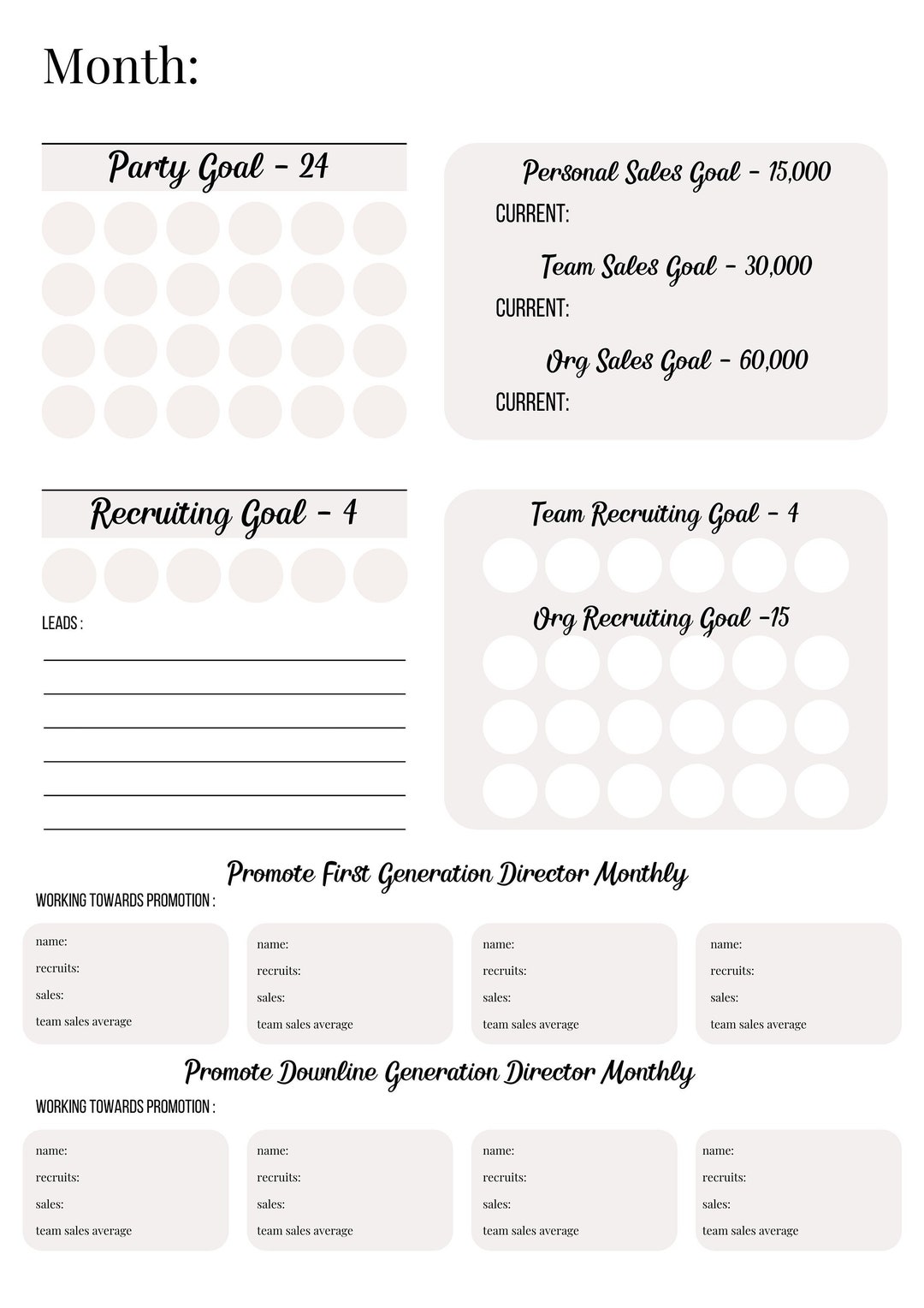 Canva Monthly Goal Tracker Template for Direct Sales - Personalize ...