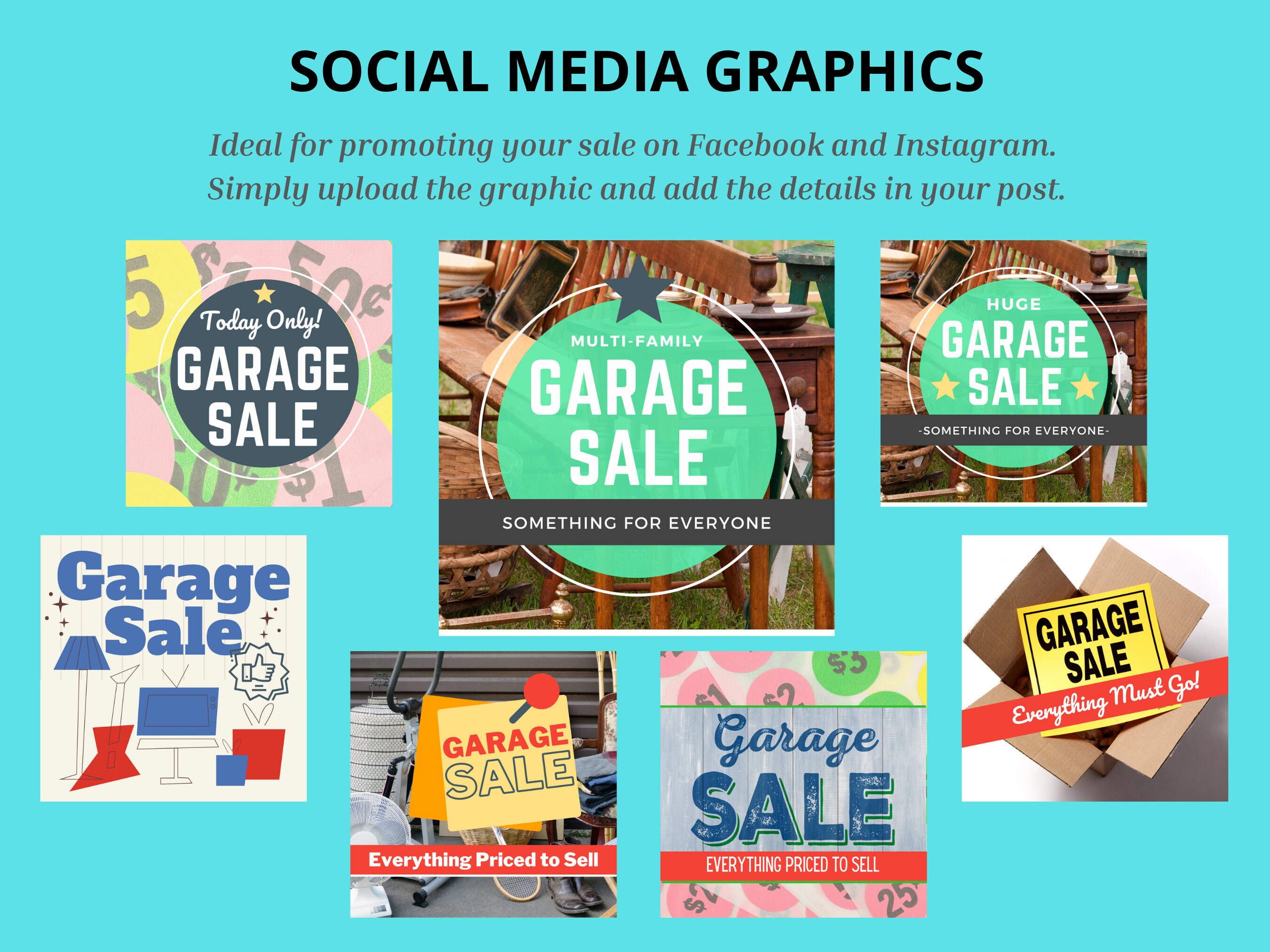 Garage Sale Sign Kit DIY Printable Digital Download With Social Media ...