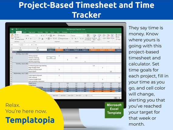 Excel Timesheet Template | Etsy