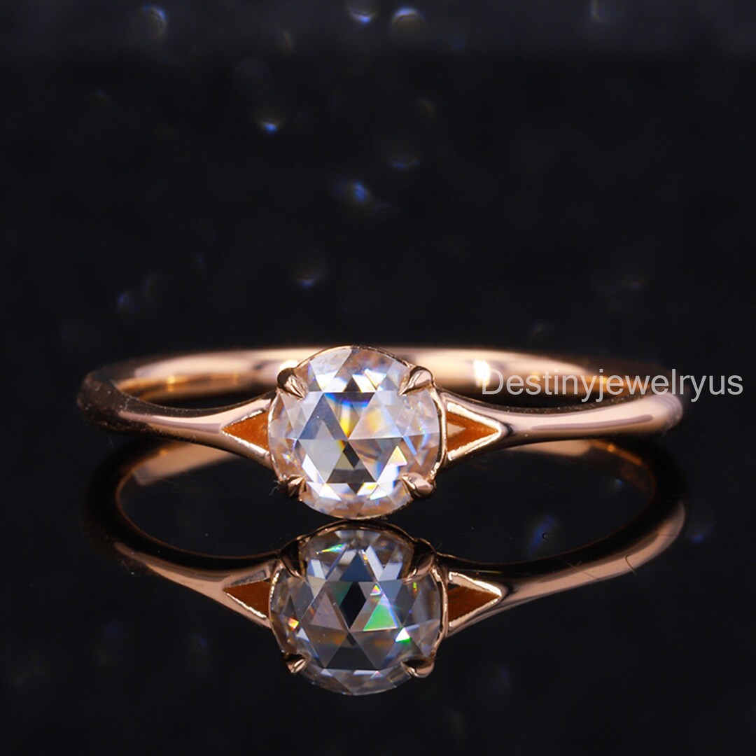 Round Rose Cut Ring Engagement Ring Round Rose Cut Solitaire - Etsy