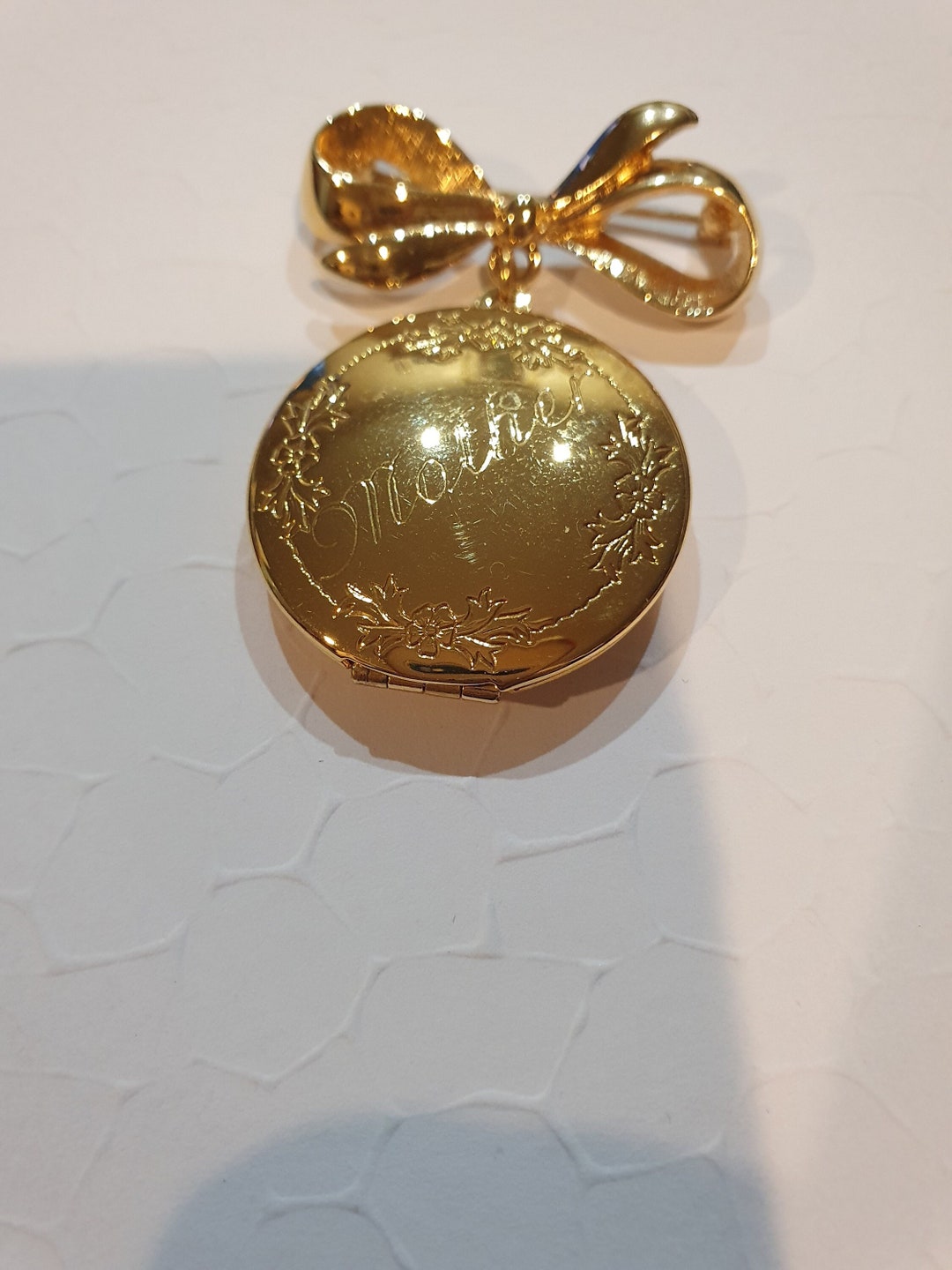 Monet Signed Locket Brooch Pin Engraved mother - Etsy