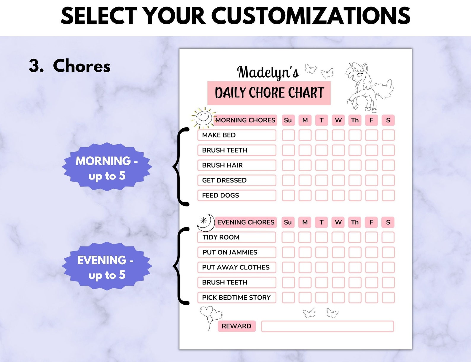 Printable Chore Chart, Personalized Responsibility Chart for Kids - Etsy